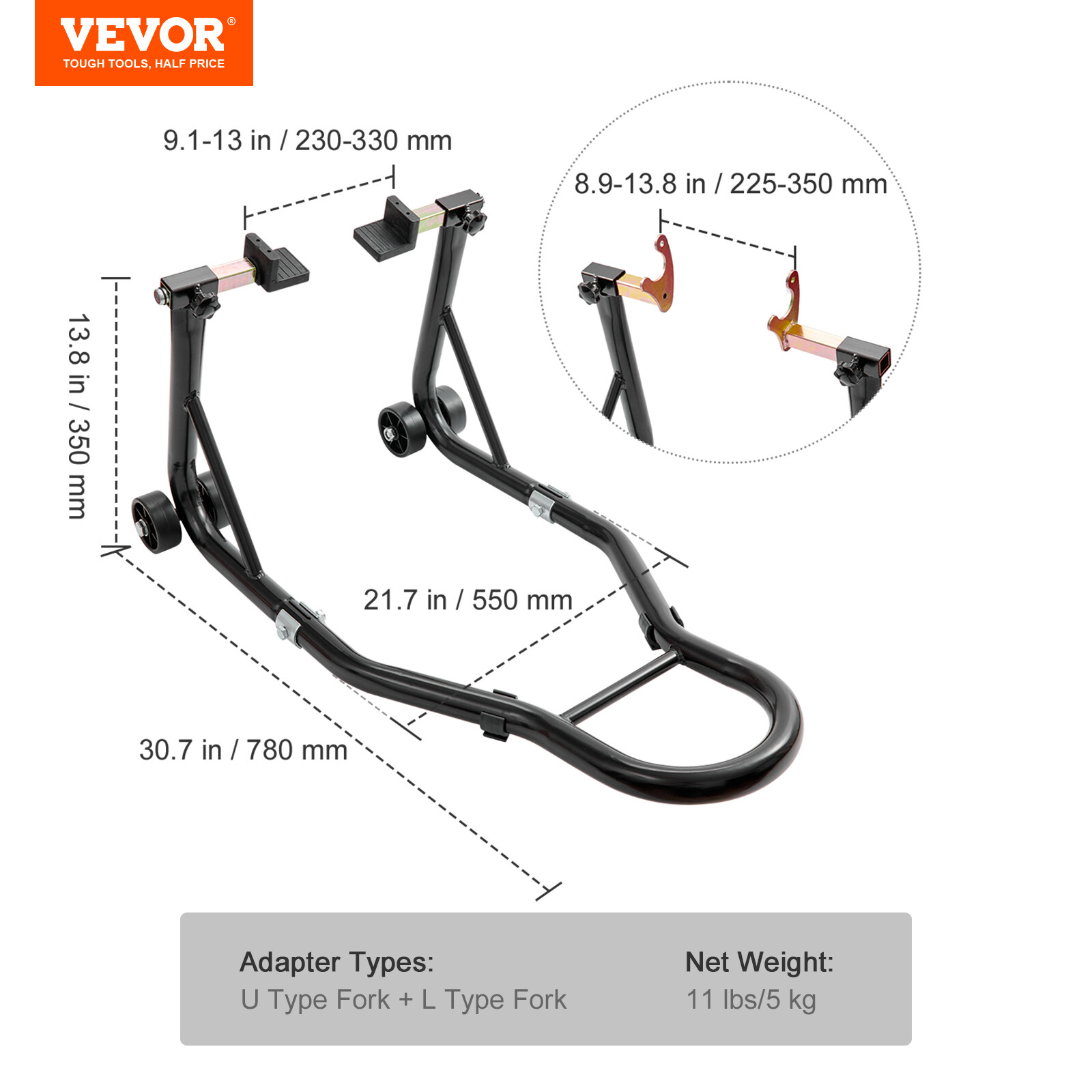 VEVOR Motorcycle Bike Stand Rear 850 LBS Forklift Spoolift Paddock ...