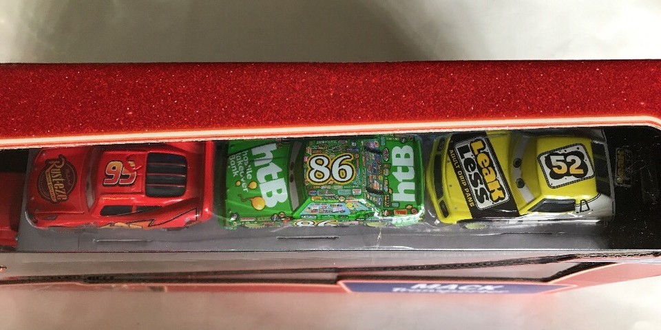 Disney Pixar CARS Mack Truck Transporter w/ McQueen Chick Hicks Leak ...