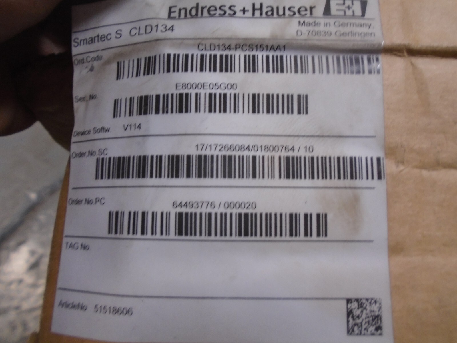 ENDRESS & HAUSER CLD134-PCS151AA1 HYGENIC MEASURING SYSTEM | eBay