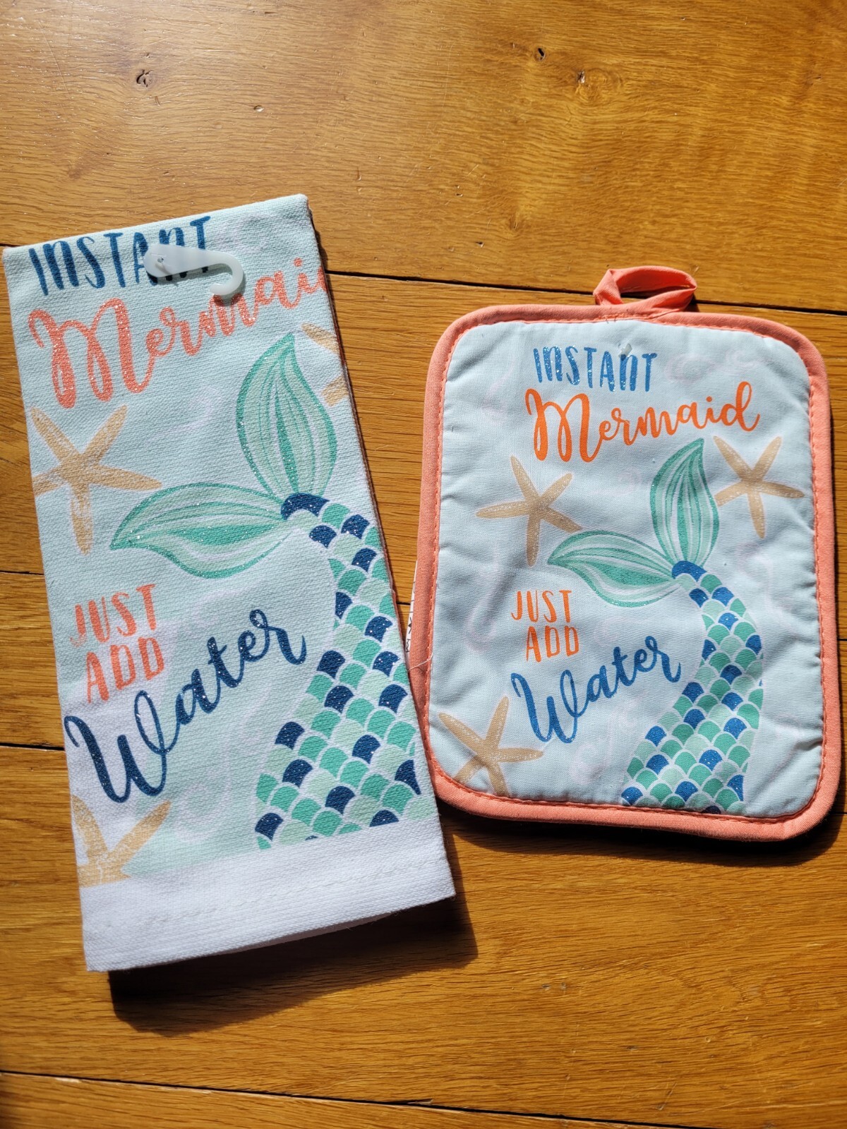 Mermaid Kitchen Towel and Pot Holder Set "Instant Mermaid, Just Add ...
