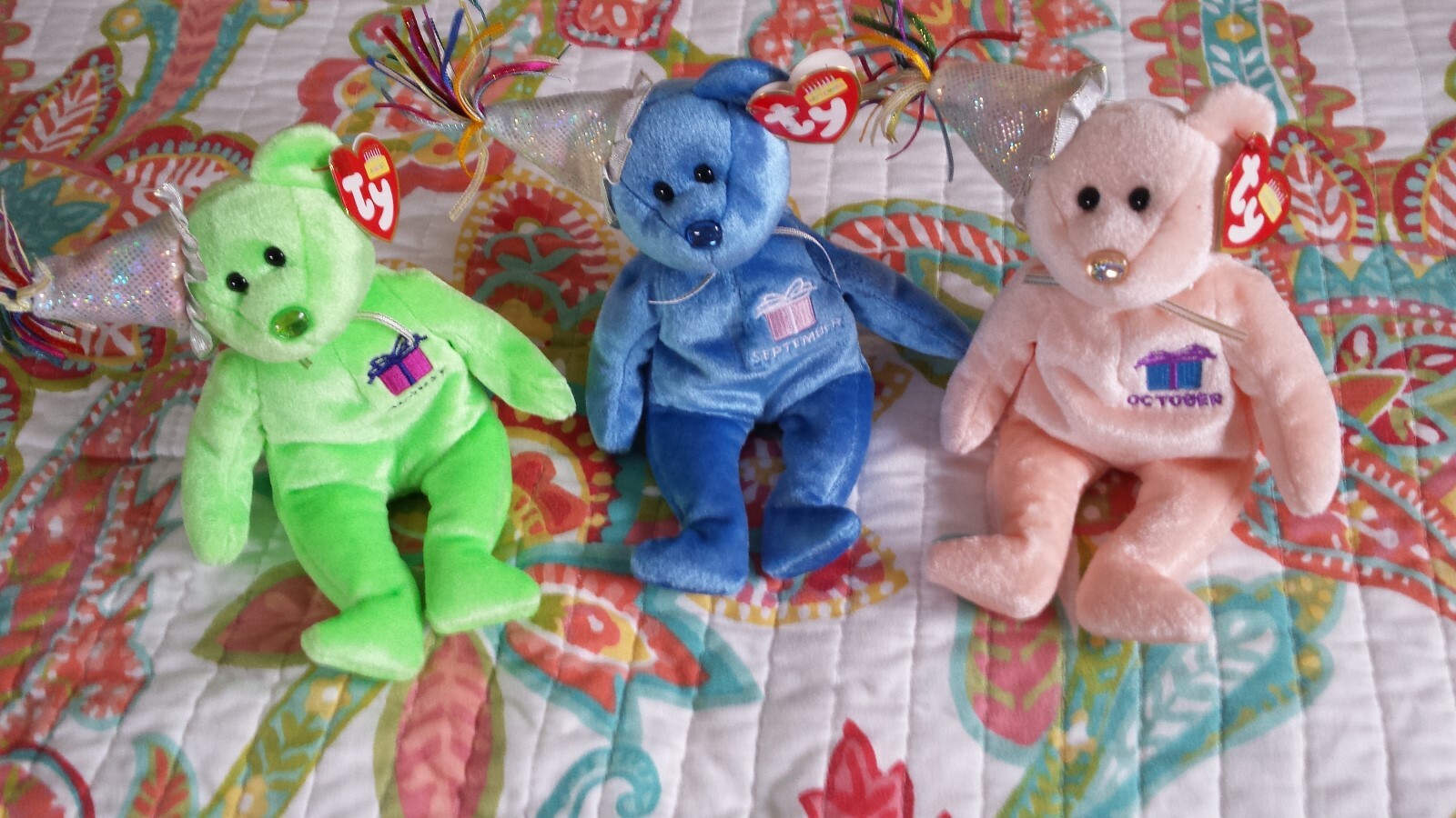 Collection of TY Birthday Beanies and Buddy, including BB Bear Beaning ...