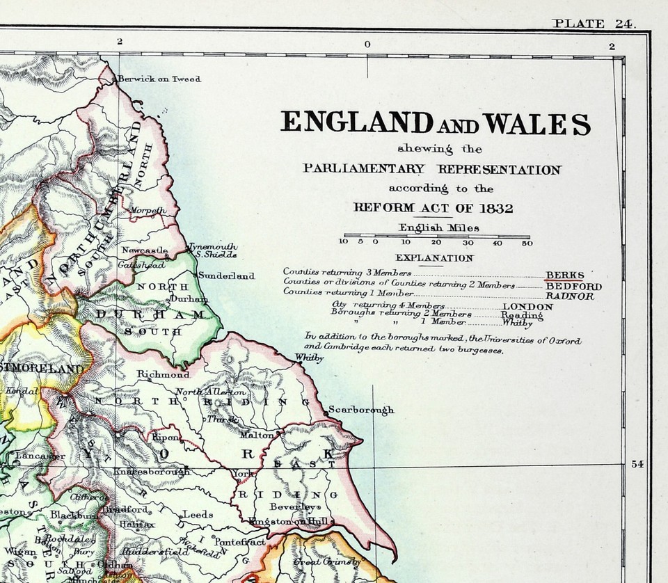 1902 Johnston Oxford England Wales Parliamentary Map 1832 Reform Act ...