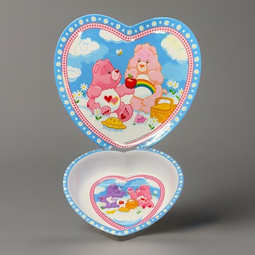 Vintage Care Bears Heart Shaped Melamine Plastic Kids Plate & Bowl Zak ...