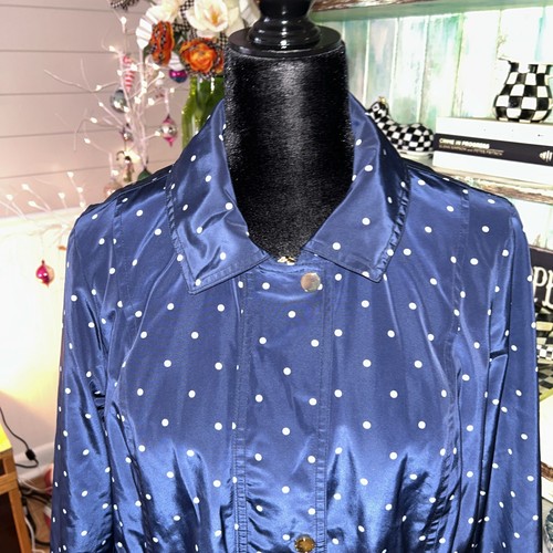 Charter Club Womens Navy Blue/White Polka Dot Rain Jacket Size Medium ...