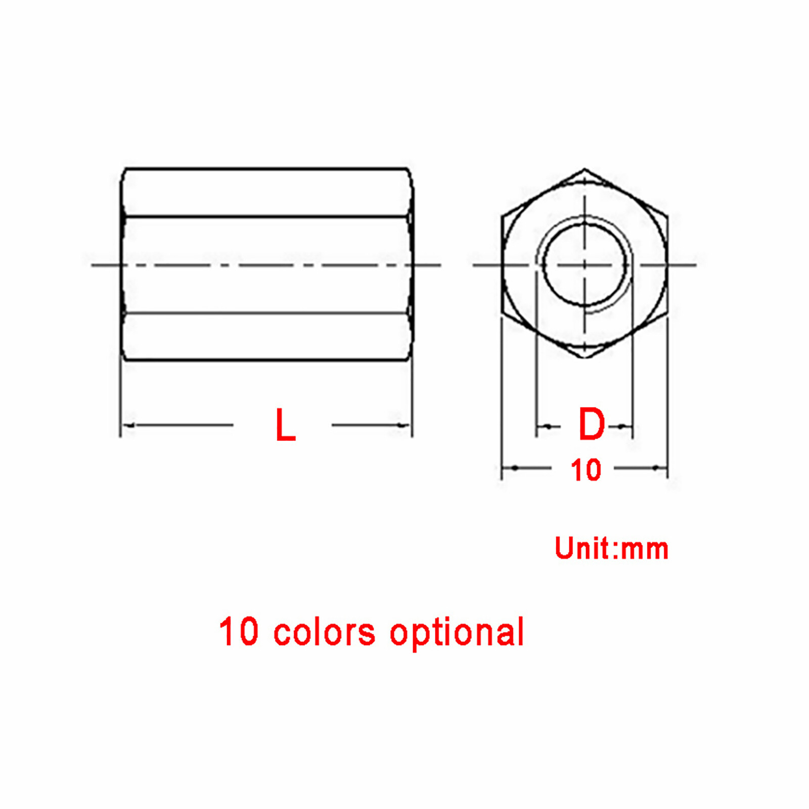 UNC 1/4-20 High Hex Nuts Hexagon Connector Rod Bar Stud Long Nut ...