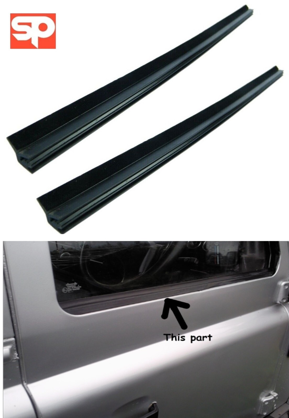 2x OUTER FRONT DOOR WINDOW RUBBER WAIST SEALS FOR LAND ROVER DEFENDER ...