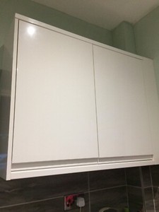 Set of 2 Clerk Gls Gloss White 450cm Full Height Kitchen Cabinet Unit ...