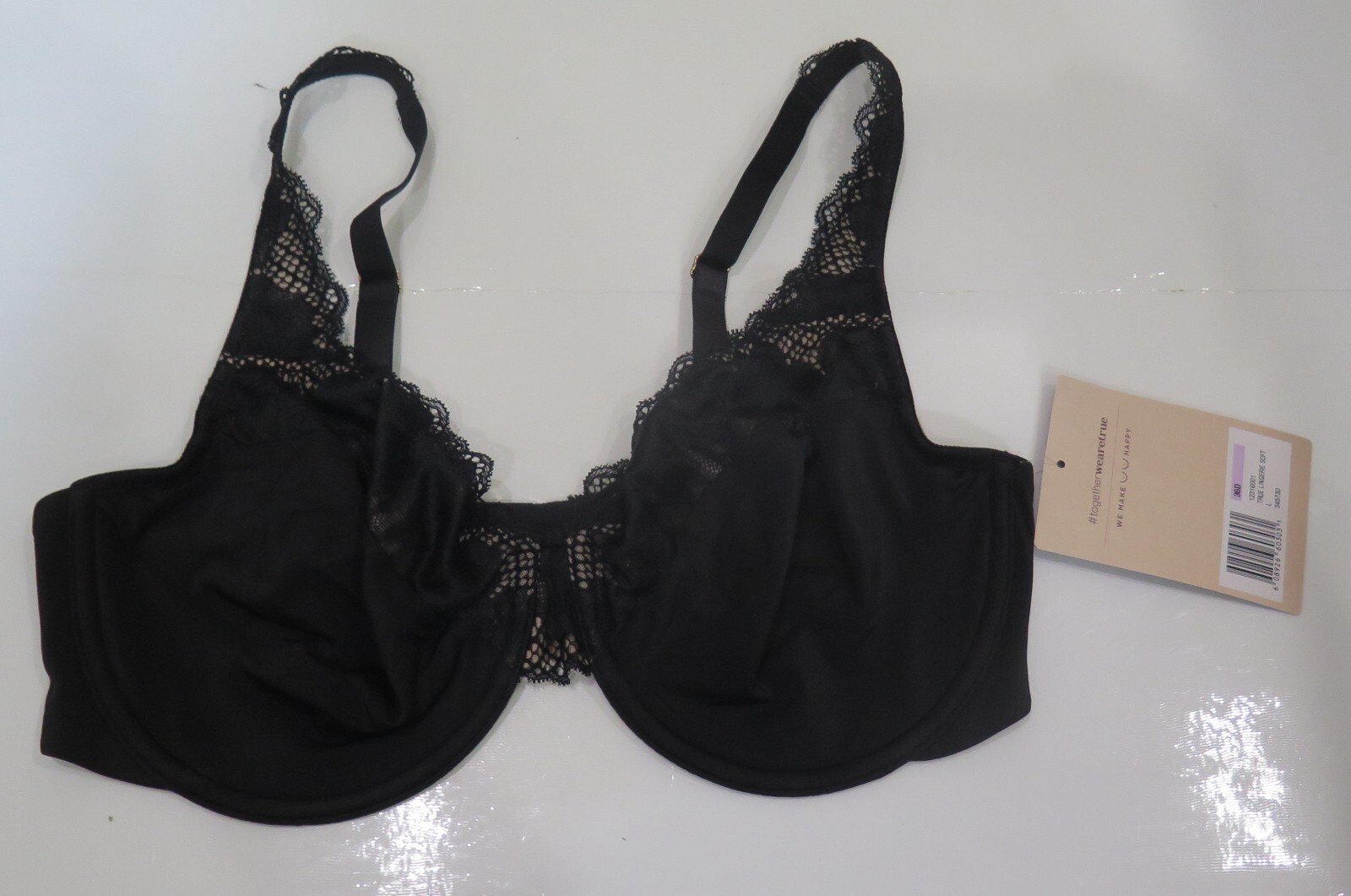 New with Tags TRUE Lingerie 36D Black Soft Lace Trim Cups Bra 345730 | eBay