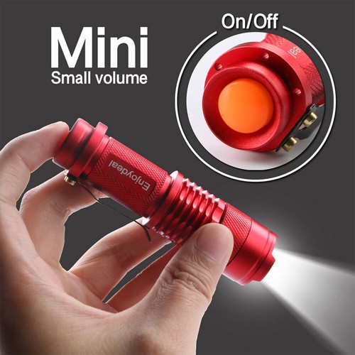 Red Portable Mini LED 1200 Lumen Zoomable Flashlight Torch AA/14500 ...