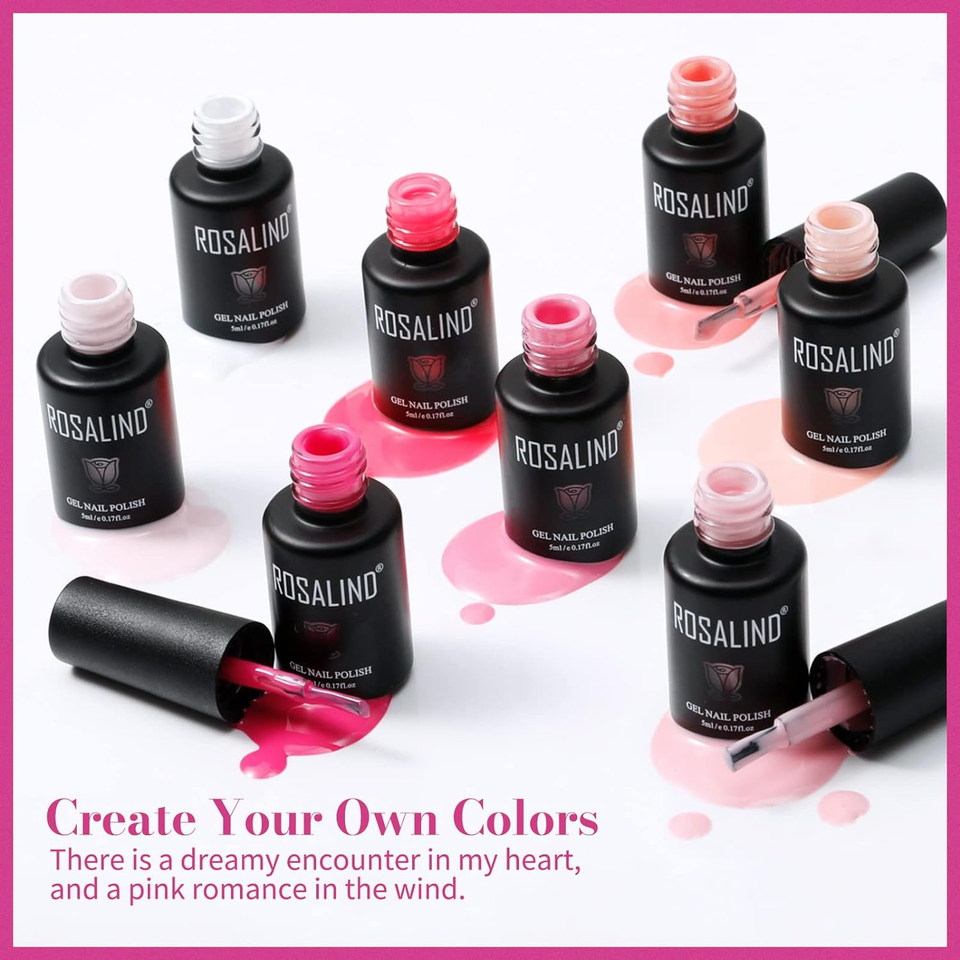 Gel Nail Polish Set 8 Pink Series, White Pink Gel Polish Light/Hot Pink ...