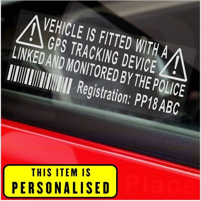 PERSONALISED With Registration Number Plate Car Van Alarm Stickers GPS ...