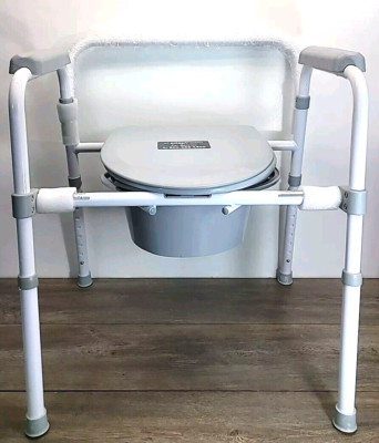 Medline Portable Adjustable Aluminum Commode Elongated Bedside Toilet ...