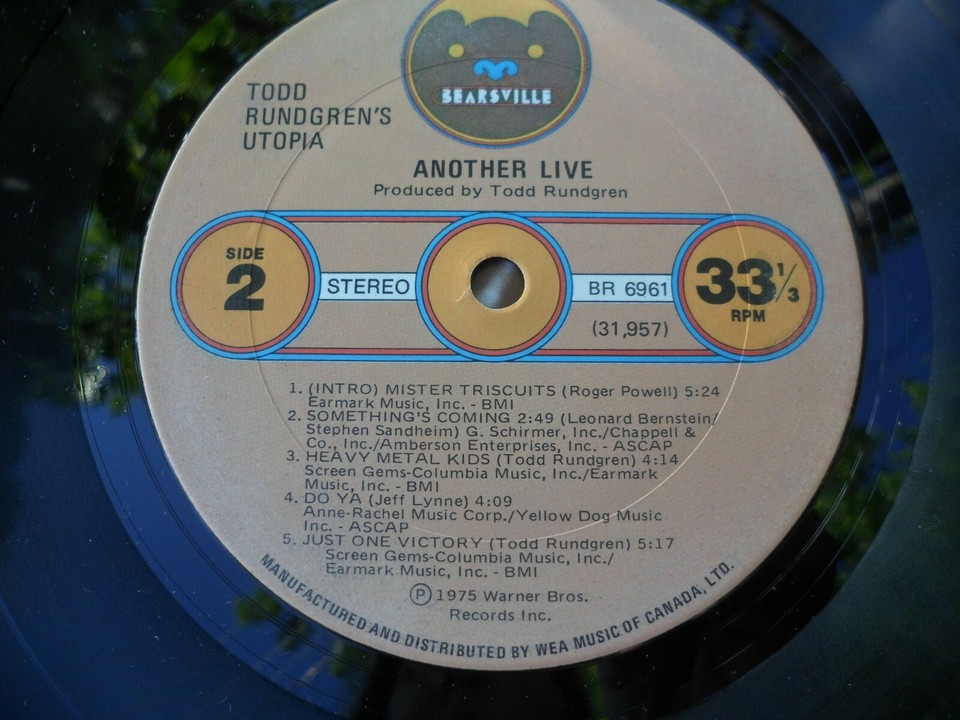 Todd Rundgren's Utopia ‎Another Live 1975 Vinyl Album Lp Record Cover BR 6961 | eBay