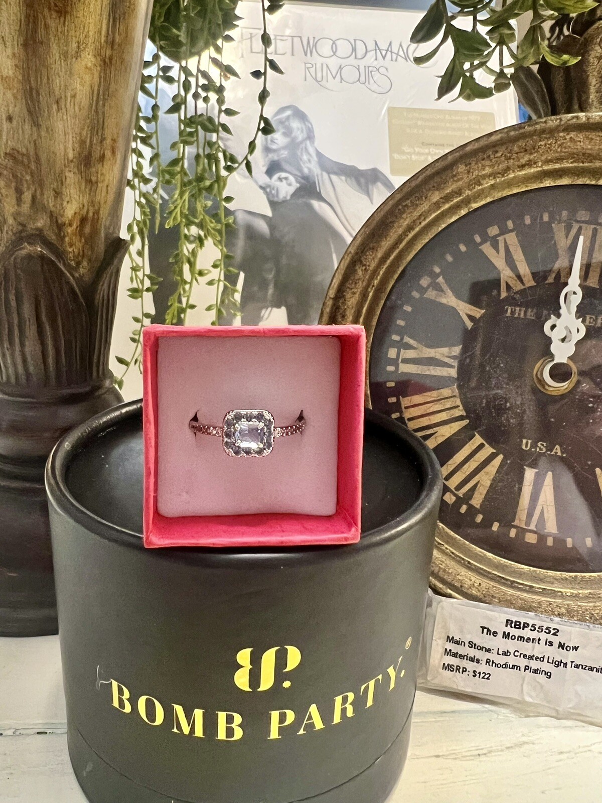 Bomb Party ring RBP. 5552- “The Moment is Now” Sz 8- light blue ...