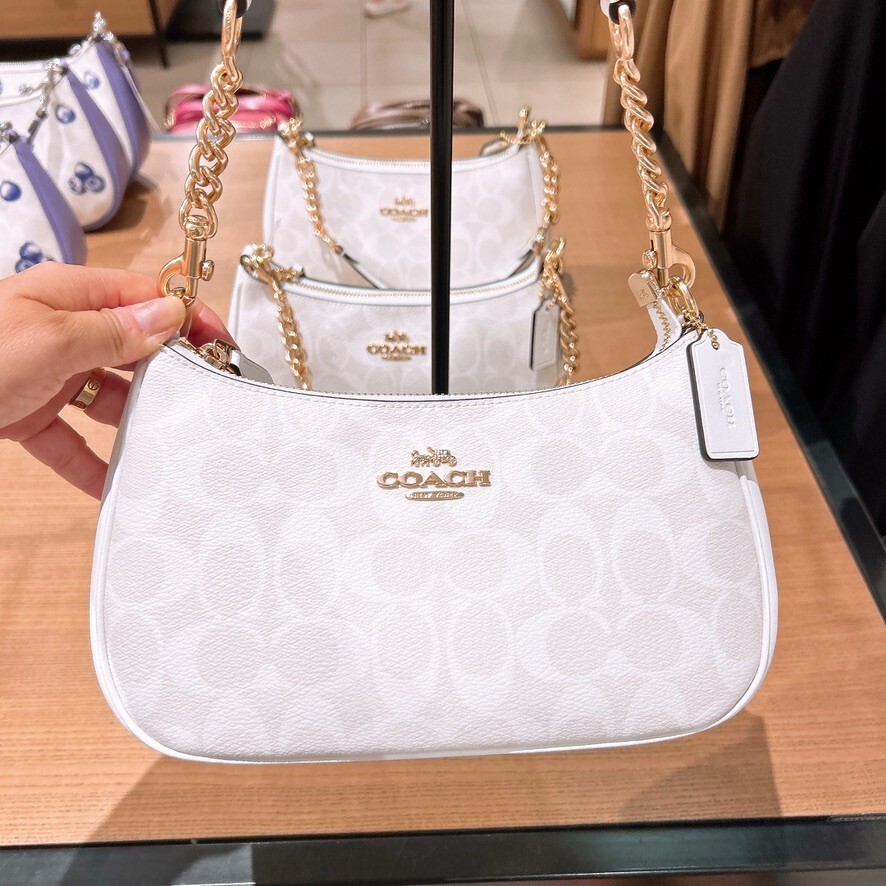 NWT Coach Teri Shoulder Bag Signature Canvas Glacier white CA548 100% ...