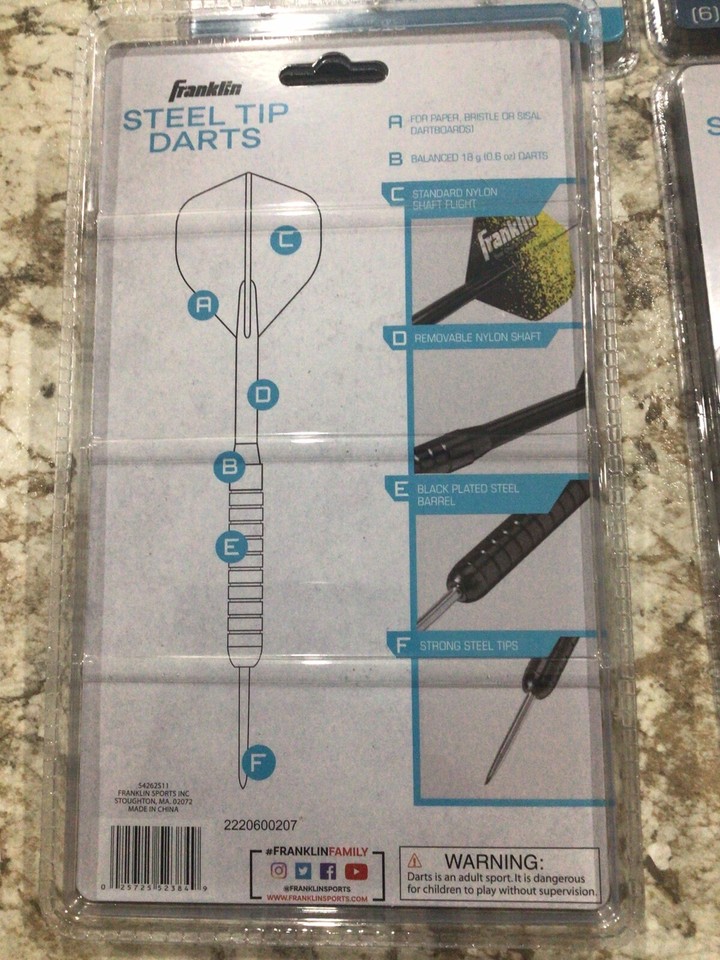 Franklin Sports 4 - Packs Steel Tip Darts 18g ( 6 Darts Each Pack ...