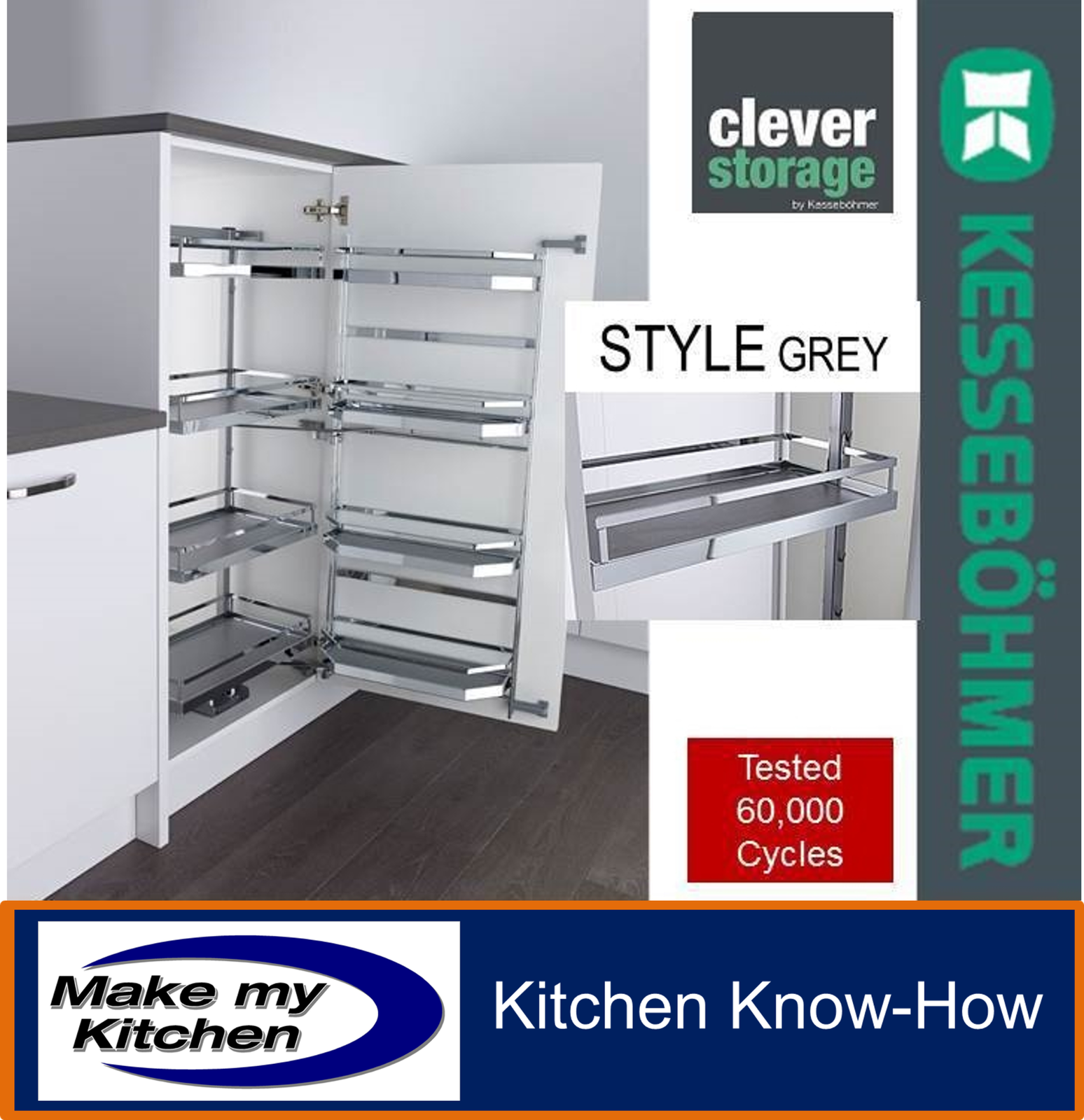 Kessebohmer 600mm Style Grey Soft close Tandem Pull Out Larder Studio ...