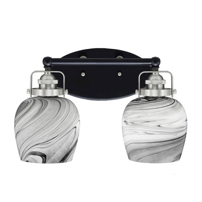 Toltec Easton 2Lt Bath Bar, Black/Nickel/6" Onyx Swirl Glass - 1932 ...