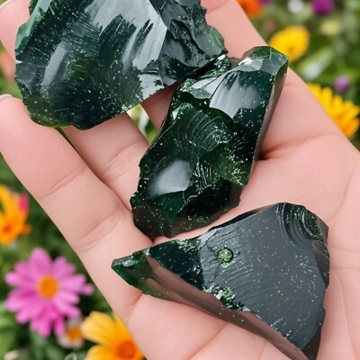 3PCS Natural Raw Green Goldstone Sandstone Crystal Chunk Geode Rocks ...