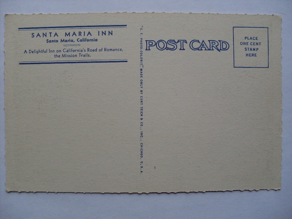 Linen SANTA MARIA INN RESTAURANT Santa Maria California CA Postcard ...