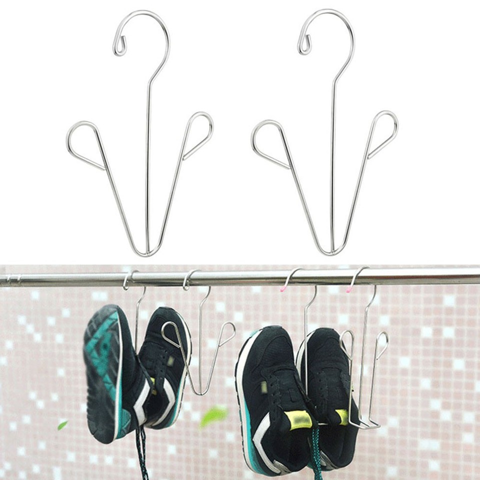 2 Pcs Stainless Steel Shoes Hanger Slippers Drying Rack Hanging ...