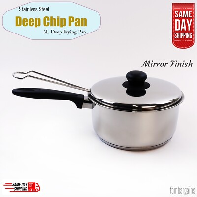 Stainless Steel Chip Pan Deep Cooking Fryer Pot Frying Basket Saucepan ...