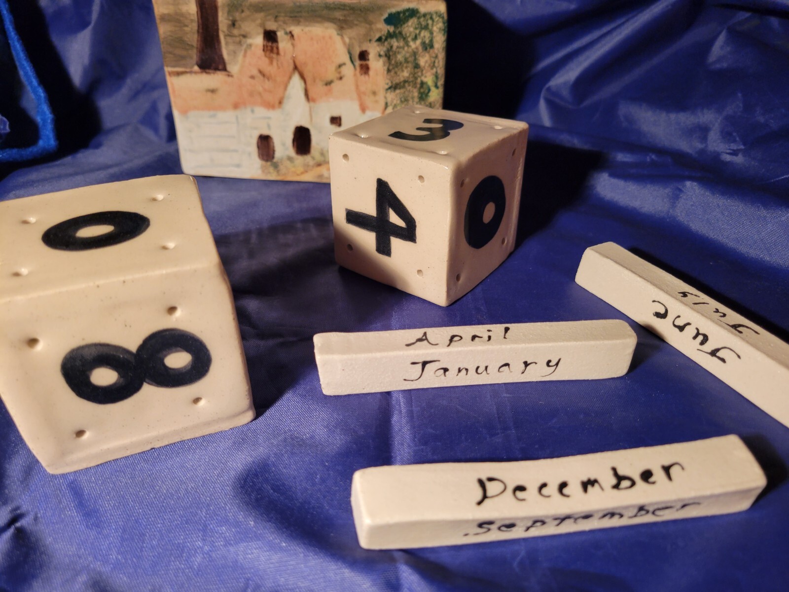 HAND PAINTED CERAMIC PERPETUAL BLOCK HANDMADE CALENDAR - SIGNED by THE ...