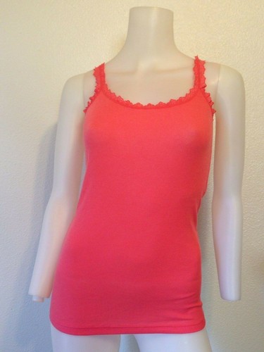 NEW CEREAL CORAL RIBBED LACE FITTED BASIC LAYER TUNIC TANK TOP SMALL | eBay