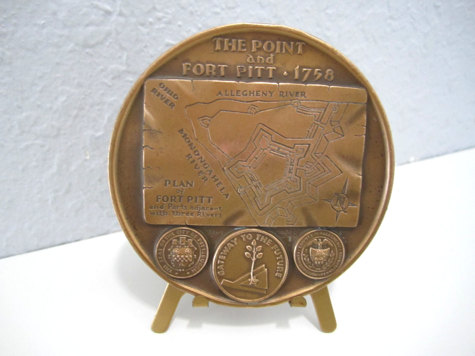 Vintage 1958 Pittsburgh The Point Fort Pitt Bicentennial MACO 3" Bronze ...