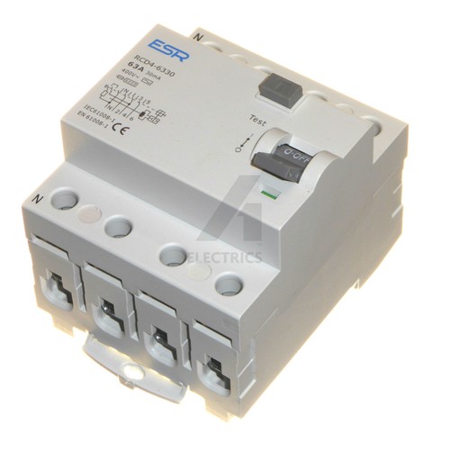 30mA 4 pole RCD trip safety switch 3 phase Choose 63 or 80 Amp TP&N 63A ...