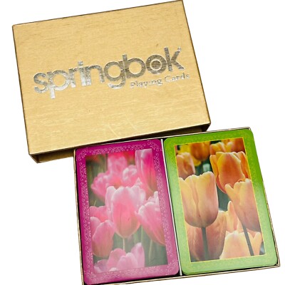 Springbok Spring Tulips Jumbo Playing Cards Double Deck in Storage Box ...