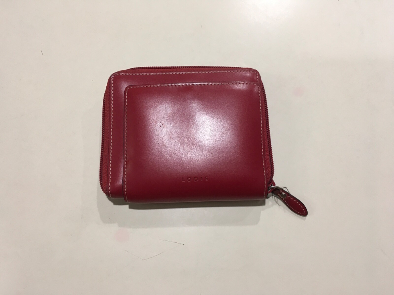 Lodis ID Wallet Leather Red 4x5 inches coin section Zip Around Bi Fold ...
