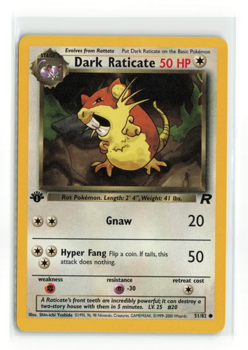 Dark Raticate 1st Edition 51/82 Team Rocket Pokemon TCG NM-LP | eBay