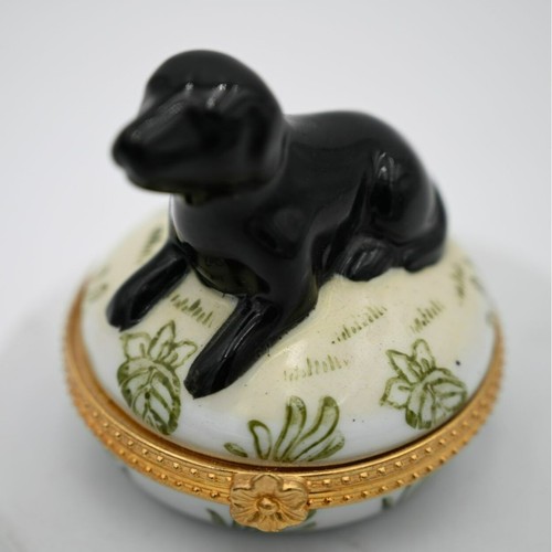 Limoge Trinket Box - Black Labrador sitting in Grass Vintage Hand ...