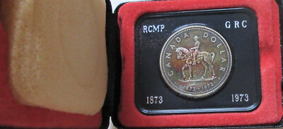 1973 Canada RCMP Commemorative Silver Dollar Coin. UNC. Original Case ...