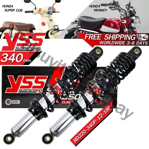 Honda Monkey-125,Super cub YSS Shock Suspension Top-Plus Bla/Chome ...