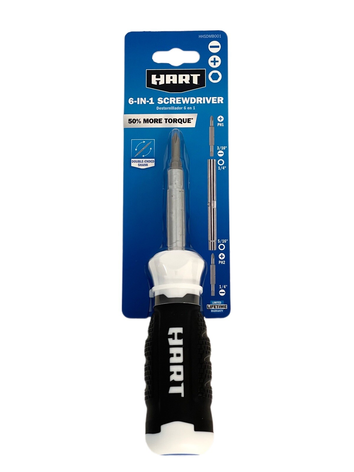 HART 6-in-1 Screwdriver, Philips Head, Slotted, Nut Driver, Double ...