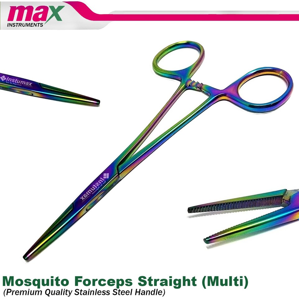 2pcs Mosquito Hemostat Clamps – 12.5cm Straight Curved Forceps – Multi Color Set | eBay