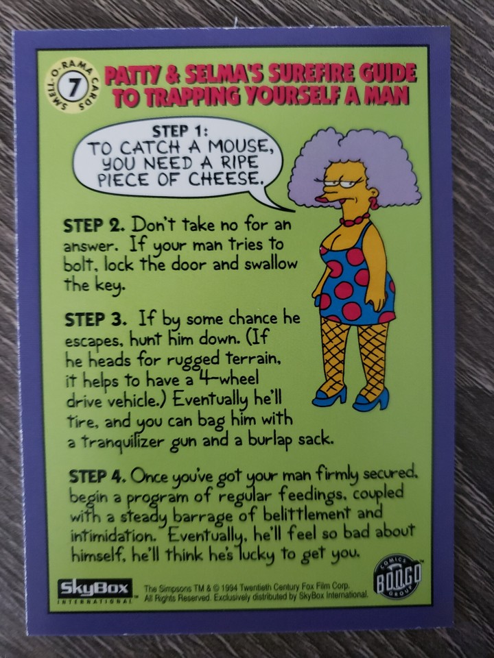 1994 Skybox The Simpsons SMELL-O-RAMA Patty & Selma Trading Card #7 | eBay
