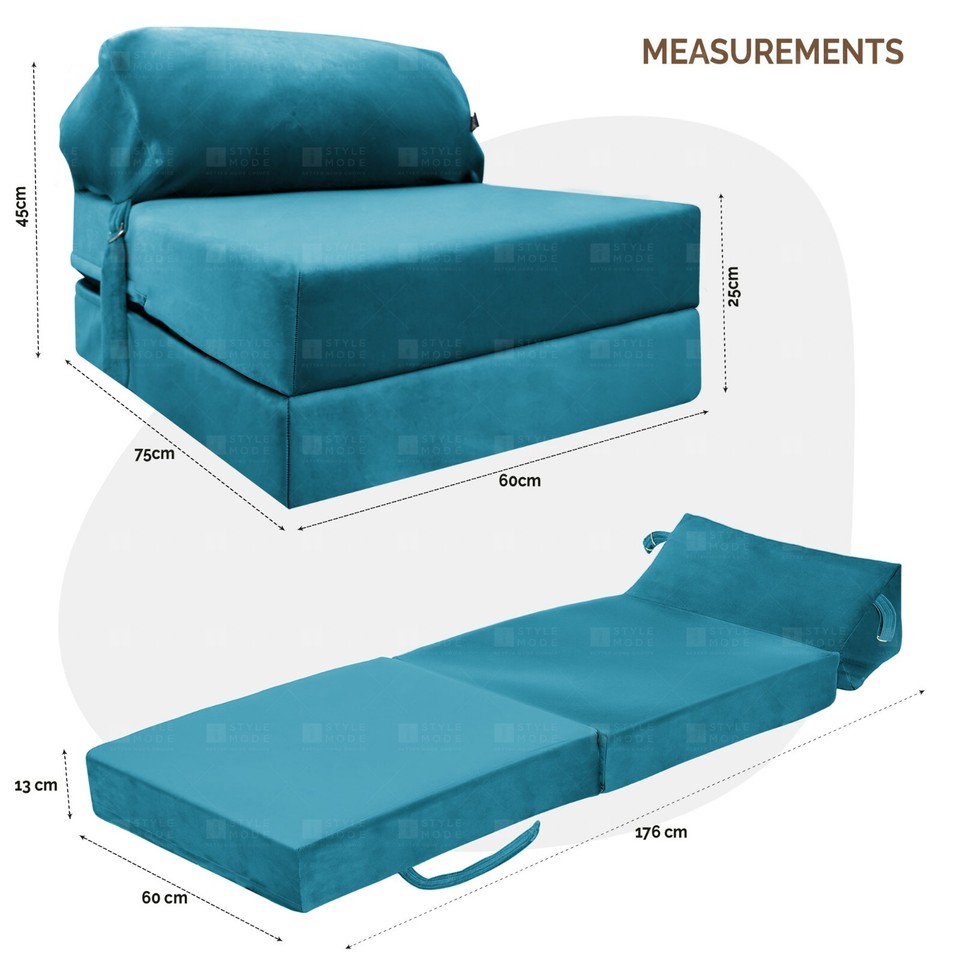 Velvet Single Kids Chair Bed Fold Out Guest Single Futon Sofa Z Bed ...