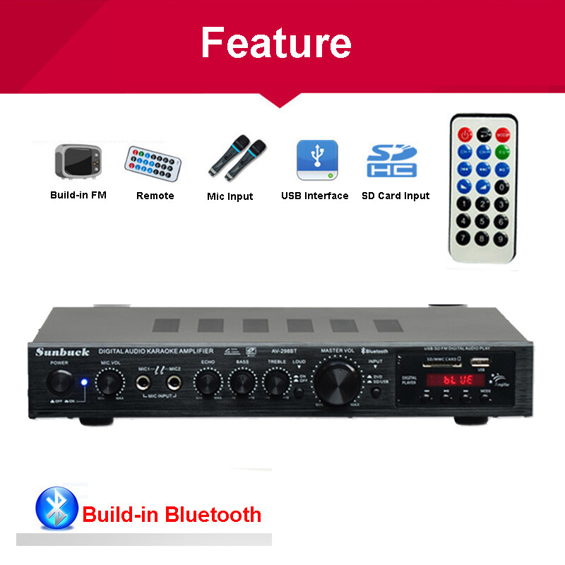 2000W 5CH Bluetooth Stereo Hifi Amplifier AV Power Surround FM Radio ...