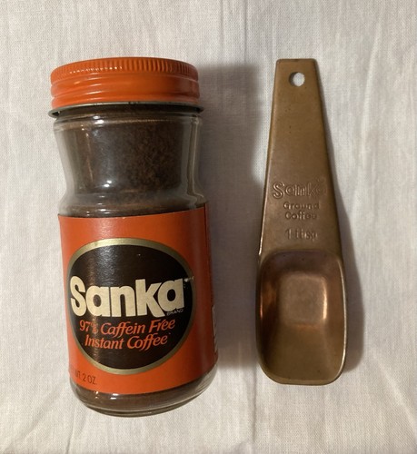 Vintage SANKA Decaf coffee 2 Ounce Glass Jar With SANKA Tablespoon | eBay