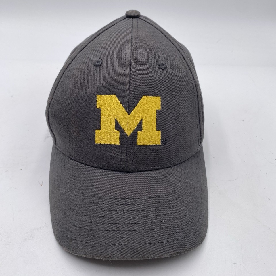 Michigan Wolverines Hat Gray MVP Strapback Adjustable Cleaned FAN ...