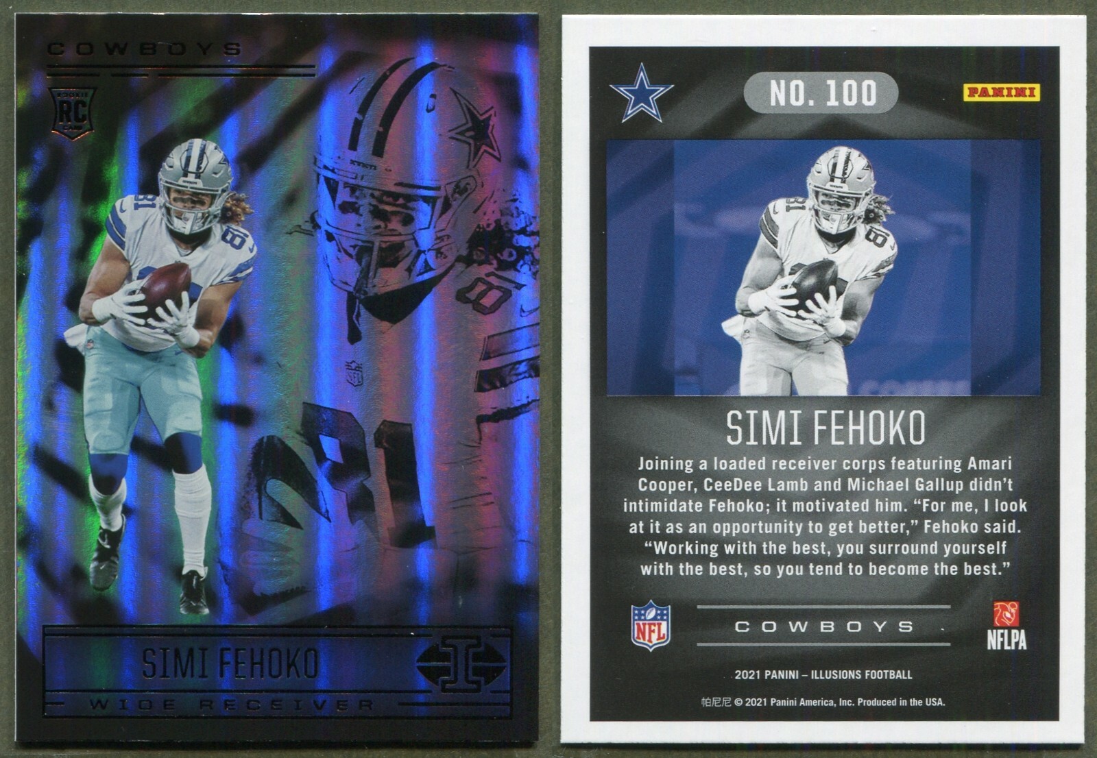 2021 Panini Illusions - Base Card - #100 Simi Fehoko (RC) Dallas ...