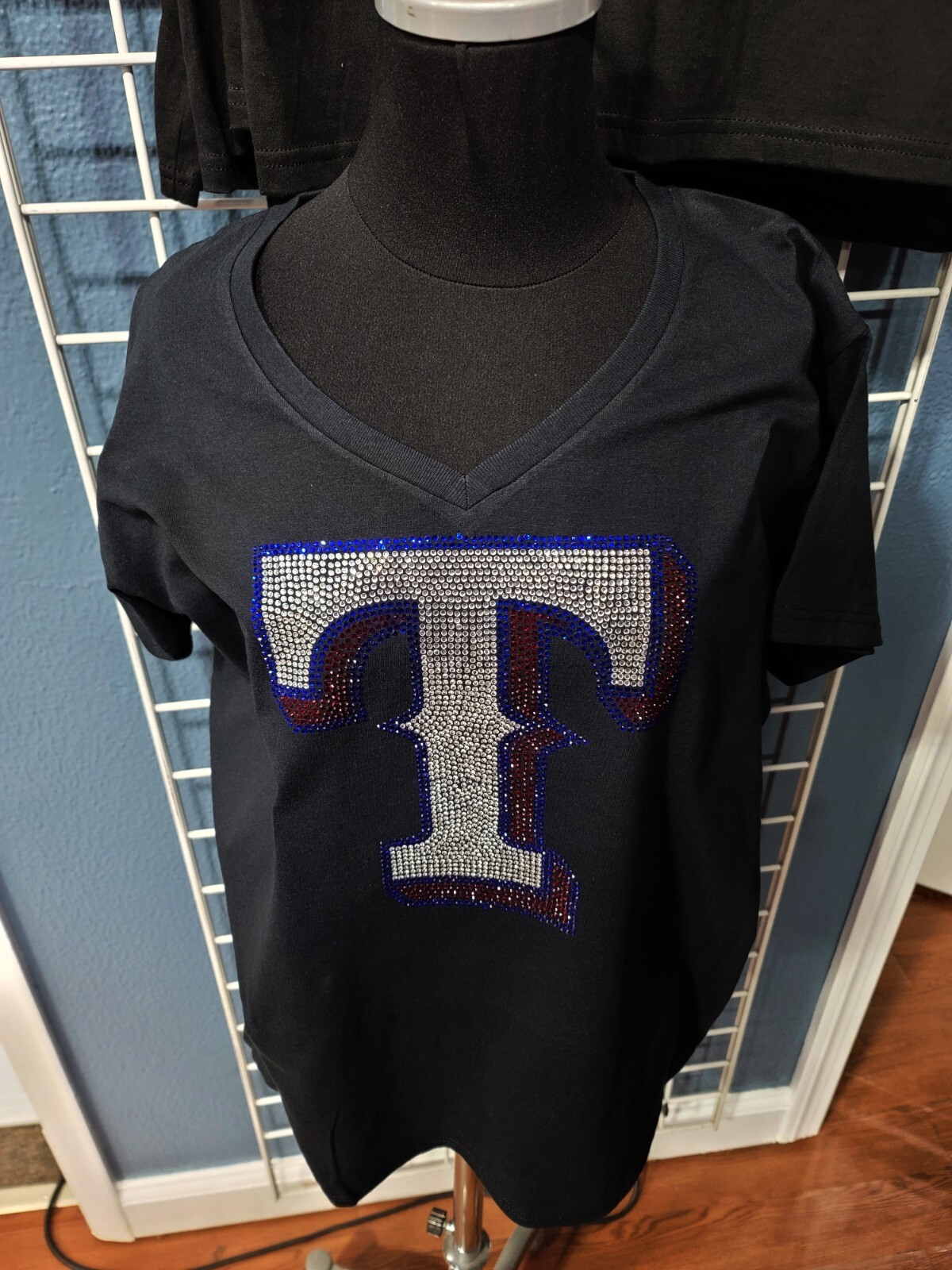 Women's Texas Rangers Rhinestone baseball V-neck Sparkly bling | eBay