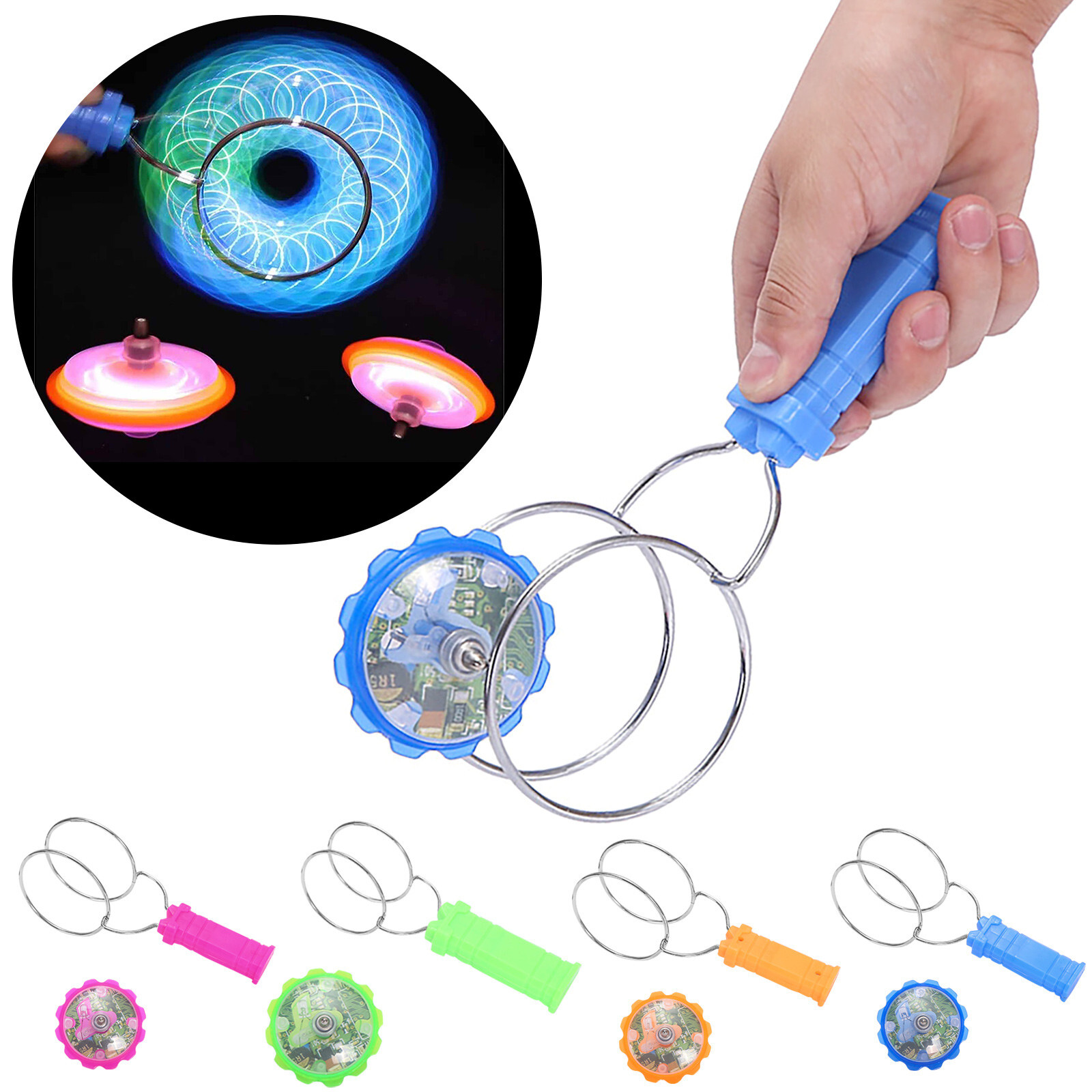 1-2pc Light-up Magnetic Gyro Wheels Funny Flashing Light Spin Creative ...