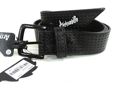 Armourdillo Riddle Perforated Black Leather Belt 1 1/2" Wide Size M 30 ...