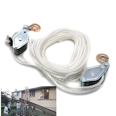 Rope Hoist Pulley Block And Tackle Rope 7:1 Lifting 4000LB 2 Ton 65FT ...