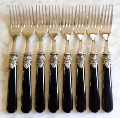 8 Versailles EME Inox Italy 18/10 Stainless Black Handle 8 inch Dinner ...