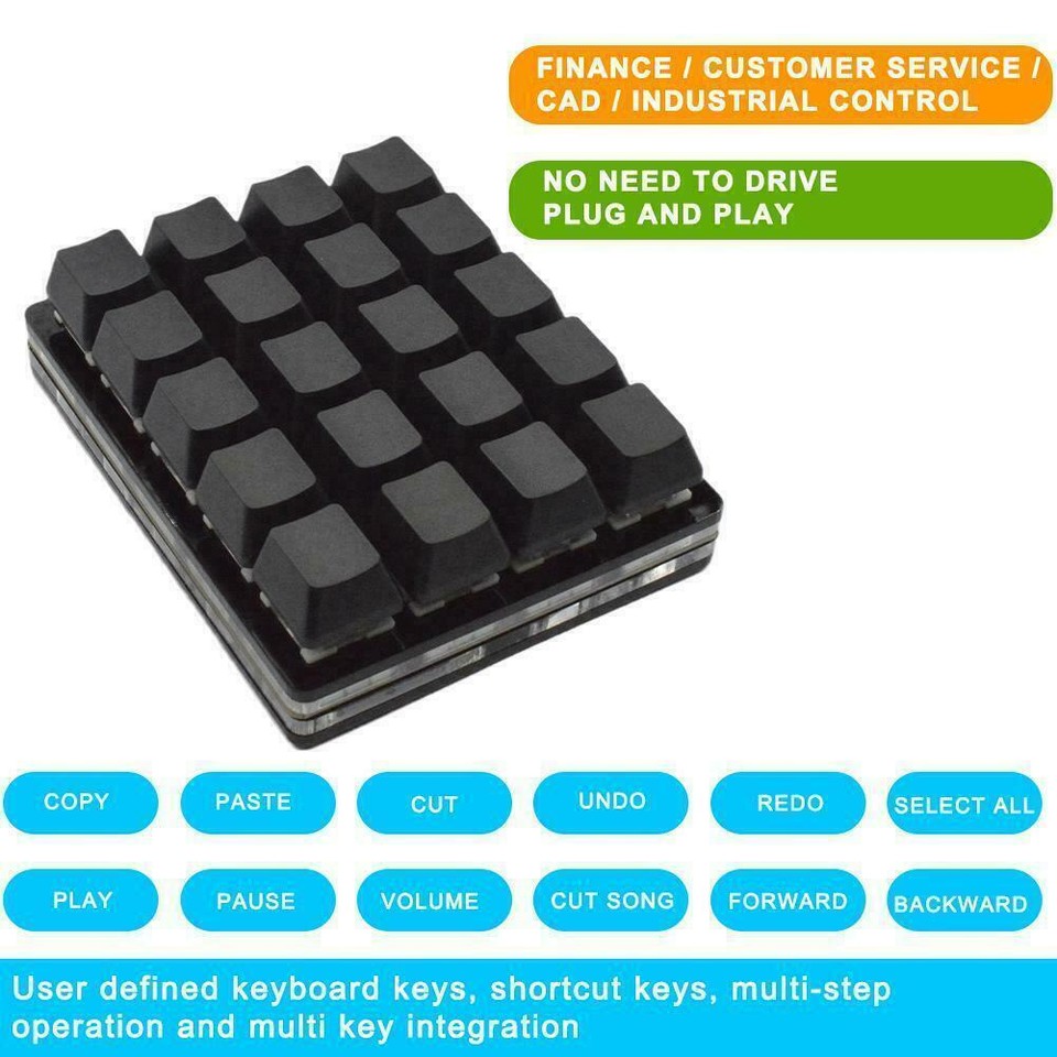 Black 24-key Keypad Mechanical Keyboards Custom Shortcut Programmables ...